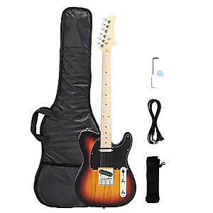 39 Inch Electric Guitar,Maple Fingerboard Electric Guitar SS Pickup Case & Accessories Pack Beginner Starter Package Beginner Kit for Starter (Sunset Color)