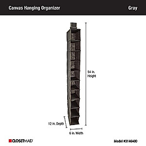 ClosetMaid 31464 10-Shelf Hanging Closet Organizer, Gray