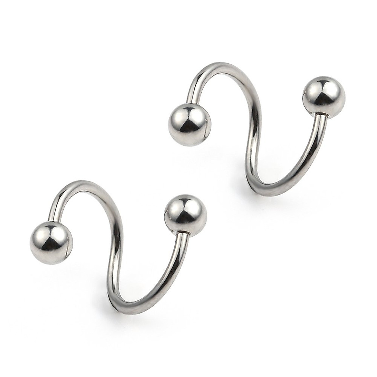 Ruifan 16G Stainless Steel Twist Ear Plug Earring Spiral Helix Stud Lip Ring Body Piercing Jewelry 10mm 6Pairs