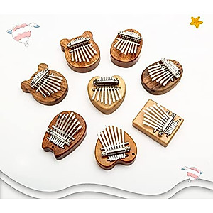 SLDHR Mini 8 keys Kalimba thumb piano, portable marimba music thumb piano pendant with lanyard, a unique gift for children, adults and beginners (Oval) (B11-1)