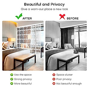 Lucky Monet 12Pcs Hanging Room Divider Panels Decorative Room Separator White Wall Partition Privacy Screen Indoor for Bedroom Dining Hotel Restaurant - White Flower