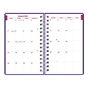 Brownline 2024 DuraFlex Daily/Monthly Planner, Appointment Book, 12 Months, January to December, Twin-Wire Binding, 8" x 5", Purple (CB634V.PUR-24)