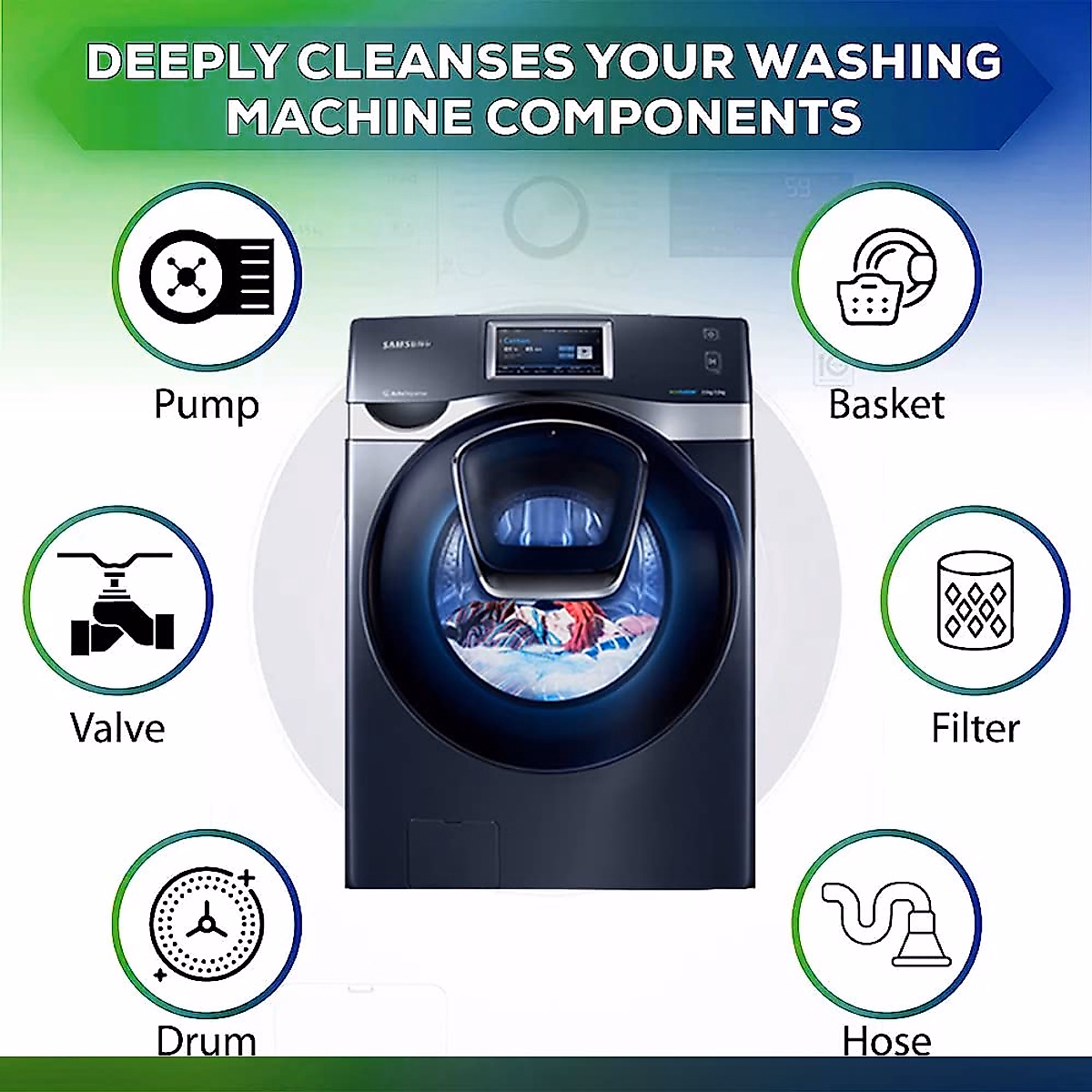 SainaHome Washing Machine Cleaner Tablet- Cleaning Tablets For HE Front Loader & Top Load Washer -12 Pack Economy Supply