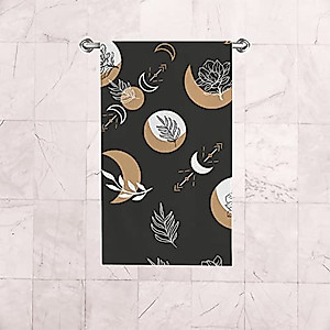 Hand Bath Towels 2 Pack Moon Leaves Magnolia Arrows Absorbent Face Fingertip Towels for Bathroom Kitchen Gym Spa Soft Hair Drying Cloth Quick Dry, 30 x 15 Inch