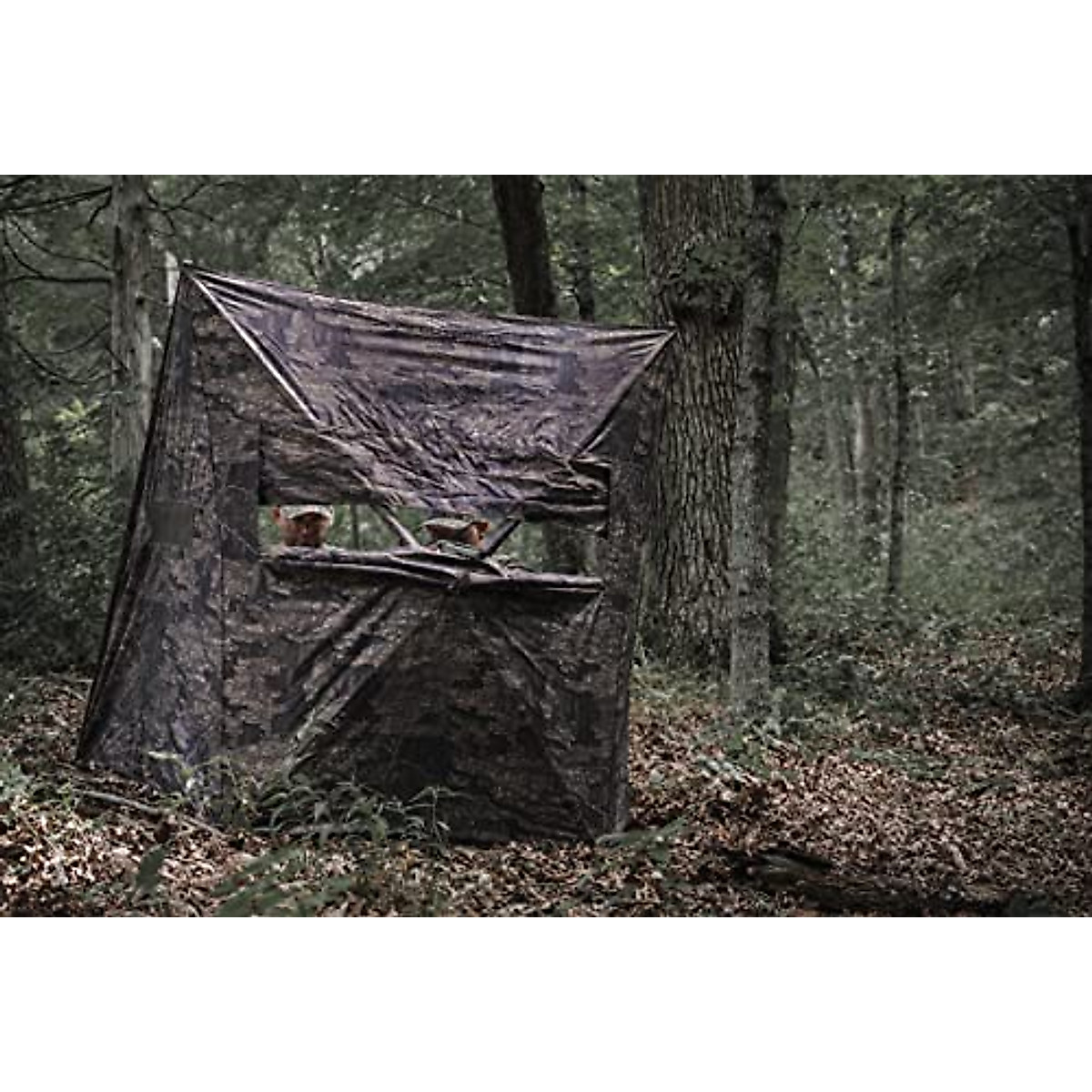 ALPS OutdoorZ Dash Camo Panel Hunting Blind with Hybrid 2 Person Ground Pop Up Design for Quick Deployment, Wide Window, and Interior Mesh Pocket, Realtree Timber