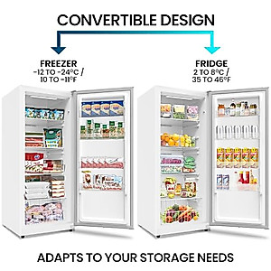 Kenmore Fully Convertible Freezer/Fridge 17 Cu Ft Upright Freezer Frost-Free Garage-Ready Stand Up Freezer Large Upright Freezer Deep Freezer Digital Touch Controls LED Light for Basement Garage