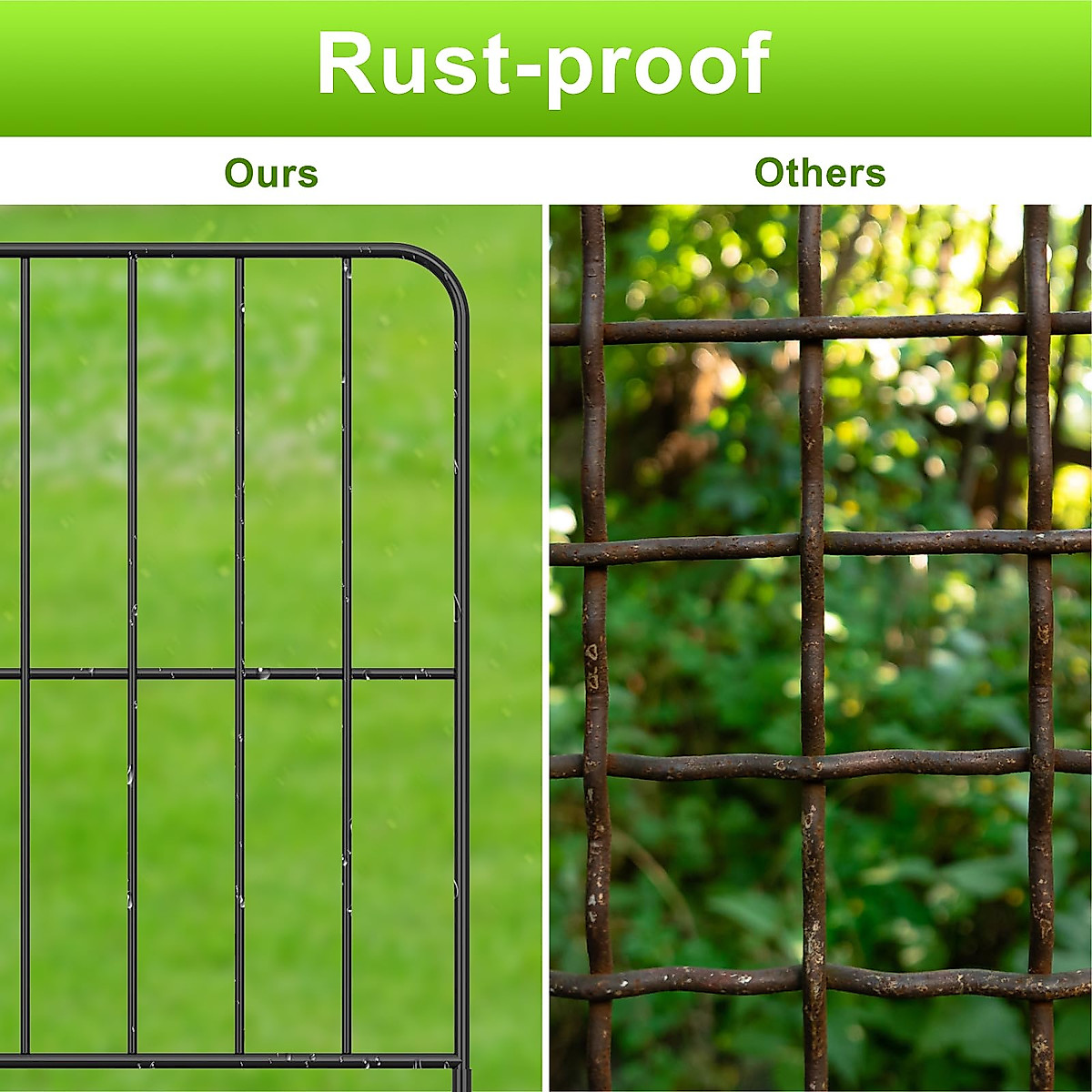 PINPON Small Decorative Garden Fence 10 Pack Animal Barrier Fence 10ft (L) x 16.5in (H) Rustproof Metal Wire Landscape Edging Border for Garden Yard Landscape Patio, Square