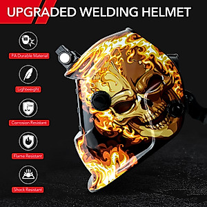 TRQWH Welding Hood Auto Darkening Welding Helmet with Light True Color 1/1/1/2 Top Optical Clarity Wide Shade 9-13 Welding Mask with Grinding Weld Helmet (KTS-HD104)
