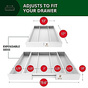 ROYAL CRAFT WOOD White Expandable Utensil Drawer Organizer and Basic Silverware Drawer Organizer