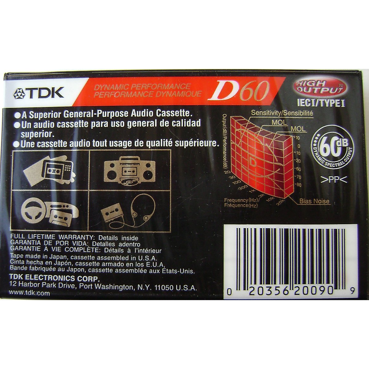 TDK D60 ICE I/Type I Dynamic Performance High Output Audio Cassette Tape - A superior general-purpose audio cassette