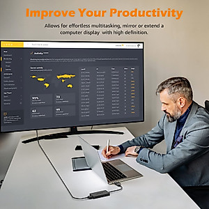 WAVLINK USB 3.0/C to HDMI Dual Display Adapter, Universal Video Graphics Adapter for Dual Monitors, Thunderbolt 3/4, 4K@30Hz+1080P@60Hz for Windows, Mac OS, NOT Support for Linux & iPad OS