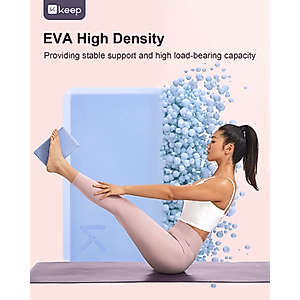 KEEP Yoga Block, High-Density EVA Foam 2 Pack Yoga Block with Non-Slip Textured Surface, Supportive, Lightweight - Ideal for Yoga, Pilates, and Stretching Exercises