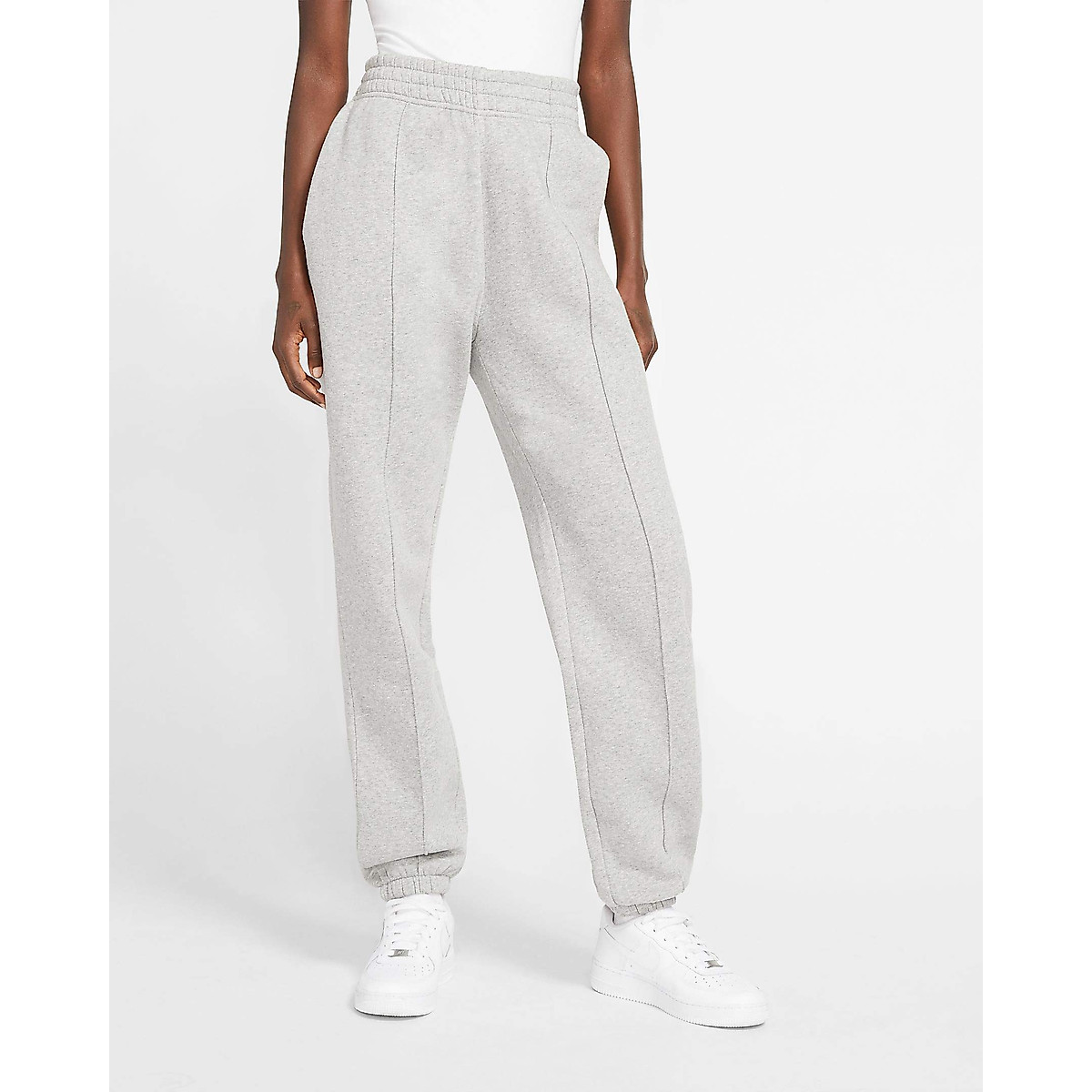 Nike Women's NSW Sportswear Essential Fleece Pants, Dk Grey Heather/White, X-Large