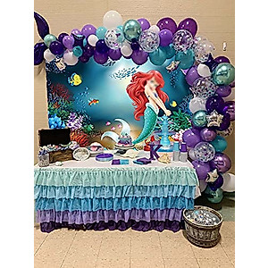 TXUE Mermaid Backdrop Under The Sea Little Mermaid Photography Background Mermaid Princess Girls Birthday Party Cake Table Decorations Supplies cy208 Background 7x5FT
