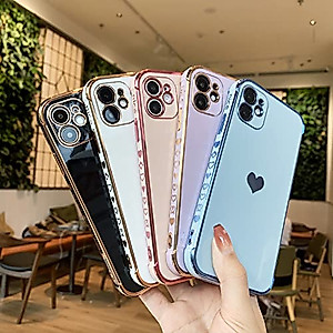 Rxuiael for Heart iPhone 12 Case for Women iPhone 12 Covers Soft Luxury iPhone 12 Phone Cases 6.1inch only (Blue)