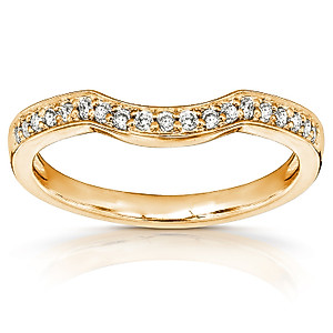 Kobelli Round Diamond Curved Wedding Band 1/6 carat (ctw) in 14K Gold, Size 7.5, Yellow Gold