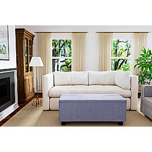 Tassullo Hinged Storage Ottoman Set of 3, 38'' Living Room Storage Bench with Thick Seating, 2pcs Small Square Dorm Stool Couch Side Foot Rest