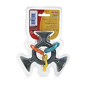 Nuby Silly Three Prong Interactive Suction Toy with Colorful Rings, Gray