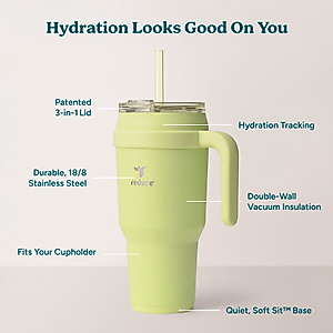 REDUCE 40 oz Stainless Steel Tumbler with Handle - Dual-Wall Vacuum Insulated Travel Mug, Sweat-Proof Lid & Reusable Straw - Keeps Drinks Cold for 24 Hrs, Fits Cupholders, Dishwasher Safe - Mojito