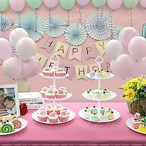 IMILLET Cupcake Stand, Cupcake Holder Dessert Stand White Cake Stand 3 Tiered Tray Stand Plastic Reusable Cupcake Tower for Wedding Birthday Baby Shower Tea Party Decorations (2 Pack Large)