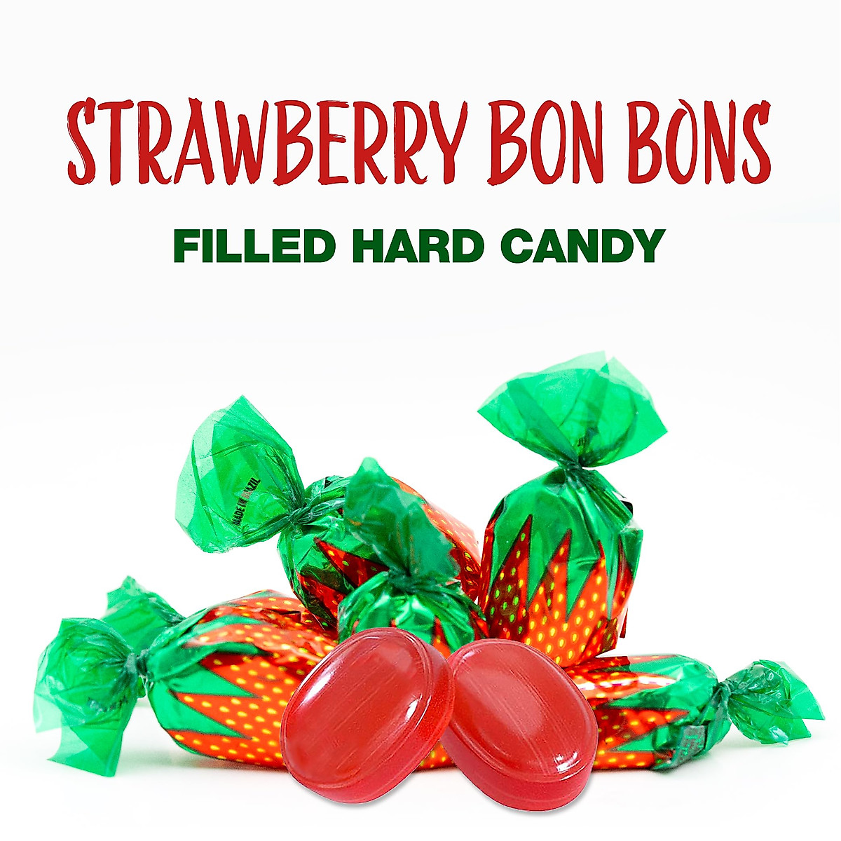 Arcor Strawberry Bon Bons Filled Hard Candy Bulk, 2 Pound Bag