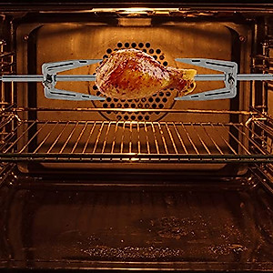 Kitchen Grill Fork Stainless Steel Rotating Air Fryer Fork Air Fryer Supplies Roast Fork for BBQ Cooking Meat Spit Rods (34.2 X 6 cm)