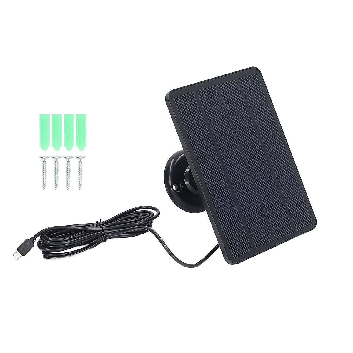 Solar Panel for Security Camera, 10W DC 5V Micro USB Solar Panel 360° Rotation Adjustable IPX6 Waterproof Solar Panel Charger with Wall Plugs for Wireless Outdoor Security Camera (Black)