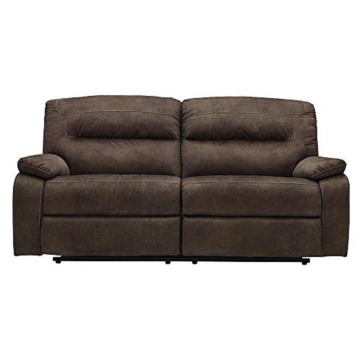 Signature Design by Ashley Bolzano Faux Leather Double Seat Manual Reclining Sofa, Brown