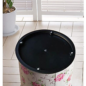 Happiness Decoration Round Garbage Bin Open Top 3.2 Gallon Trash Can for Home, Office, Kitchen, Bathroom,Bedroom, Living Room Wastebasket Waterproof Pu Leather Trash Can Decor (Pattern-D)