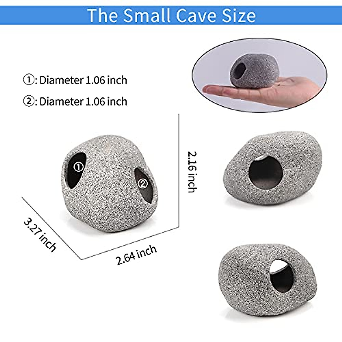 MUNLIT Ceramic Fish Tank Decorations, Betta Fish Tank Accessories Rock Caves, Stackable Aquarium Cichlid Cave, Betta Fish Hideout and House, Small Hiding Rock for Fish Bowl (2 PCS Oval Style A)
