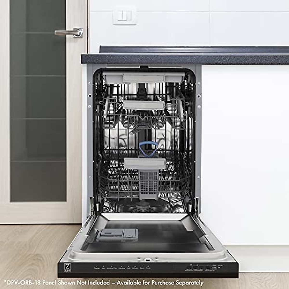 ZLINE 18" Tallac Series 3rd Rack Top Control Dishwasher in Custom Panel Ready with Stainless Steel Tub, 51dBa (DWV-18) (Pannel Ready)