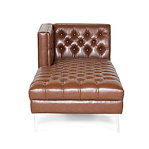 Christopher Knight Home Tignall Sectional, Cognac Brown + Silver