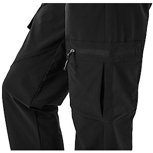Rdruko Women's Hiking Cargo Pants Lightweight Water-Resistant Quick Dry UPF 50+ Travel Work Pants Zipper Pockets Black Medium