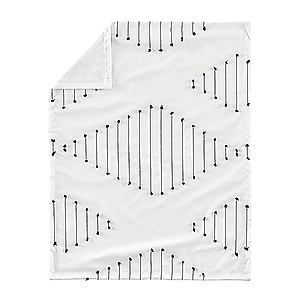 Sweet Jojo Designs Black and White Boho Stitch Unisex Soft Baby Blanket Receiving Security Stroller Swaddle Toddler Newborn Infant Kids Travel Warm Minky Farmhouse Bohemian Southwestern Minimalist