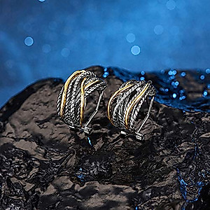 Mytys Two Tone Earrings for Women Gold and Silver Rose Gold Crossover Half Hoop Statement Designer Stud Earrings (delicate gold & silver)