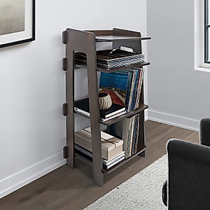 ikare Record Player Stand, Turntable Stand Display Sofa Side Phonograph Table 4 Tier Vinyl Cabinets Table with Metal Legs,Media Storage Vinyl Holder Display Shelf for Living Room Bedroom Home Office