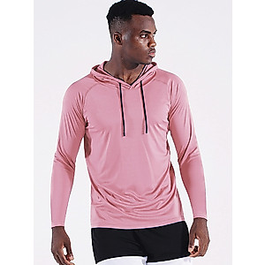 CADMUS Men's Workout Long Sleeve Fishing shirts UPF 50+ Sun Protection Dry Fit Hoodies,1 Pack,096,Pink,X-Large