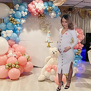 Pink and Blue Balloons Garland Arch Kit - 100Pcs 18+12+5 Inch Pink Blue Confetti Party Balloons for Gender Reveal Boys Girls Birthday Baby Shower Wedding Engagements Anniversary Party Decorations