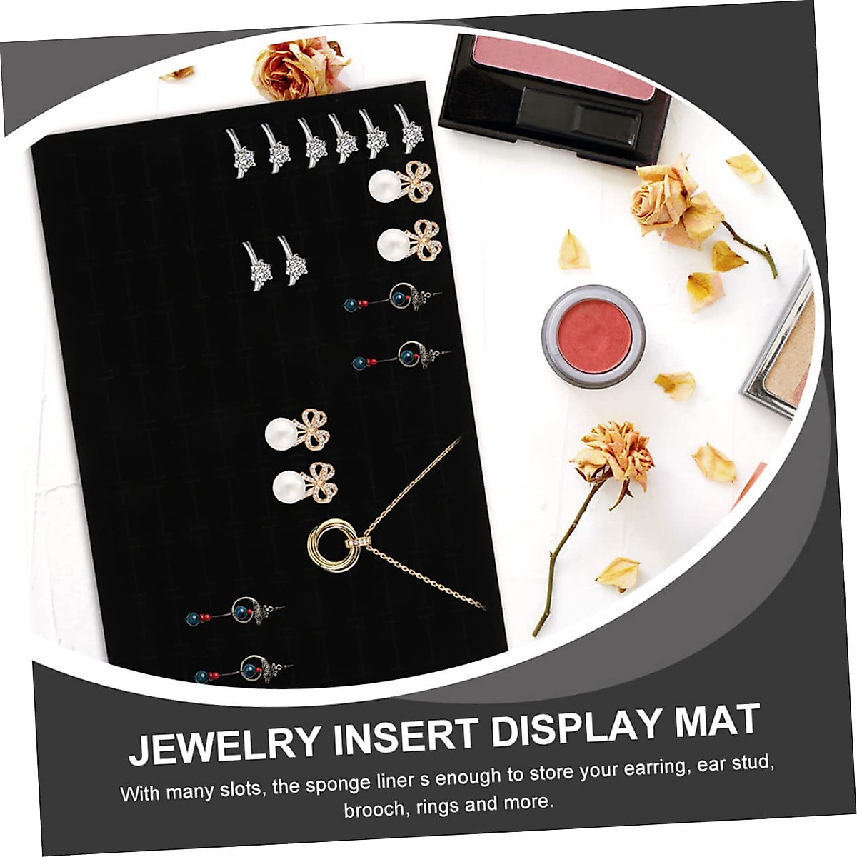 Didiseaon 9 pcs Jewelry Box black stand black choker necklace black sponge Ear Stud Pad black foam ring insert drawer ring organizer earring display tray jewelry insert pad foams pad lining