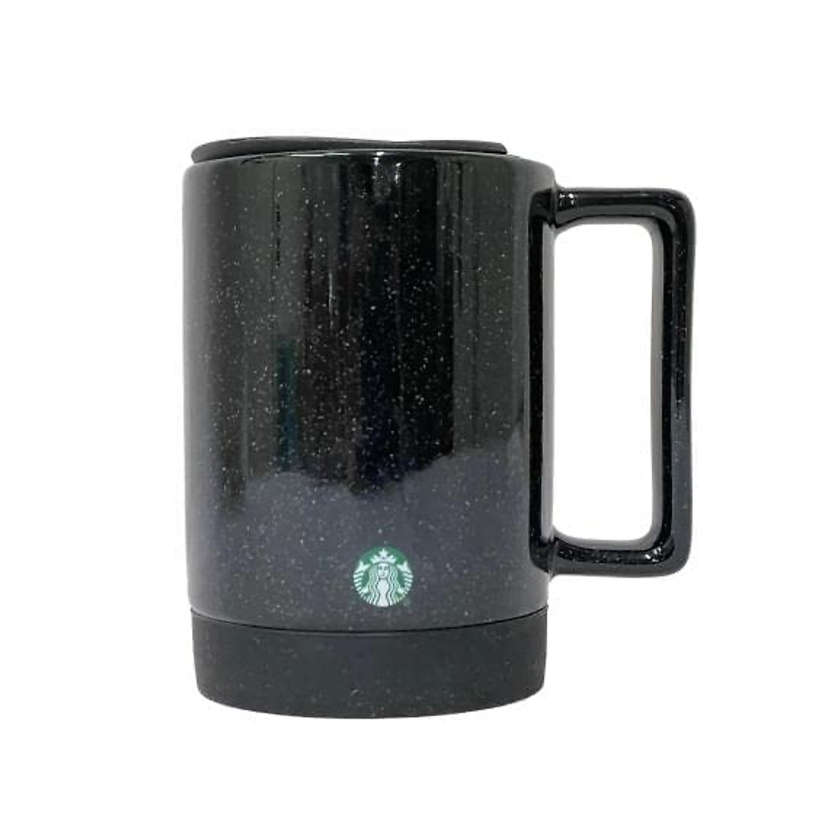 Starbucks Black Speckled Ceramic Mug w/lid Nonslip Bottom 14oz