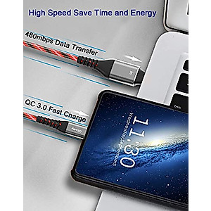 Oliomp USB C to USB C Fast Charging Cable 6ft 60W 3A USB Type C Charger Led Light up Charger Compatible with Samsung Galaxy S23/S22/S21/S20 /S10/S9/S8/Note20/MacBook Pro/Air/iPad Pro/LG/Pixel