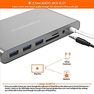 HyperDrive Ultimate 11-in-1 USB C Hub - Type-C Adapter for MacBook Pro/PC, USB-C Devices, HyperDrive USB C Hub w/PD Charging, 5Gbps Data, 4K HDMI, 3xUSB 3.1, VGA, Ethernet Docking Station
