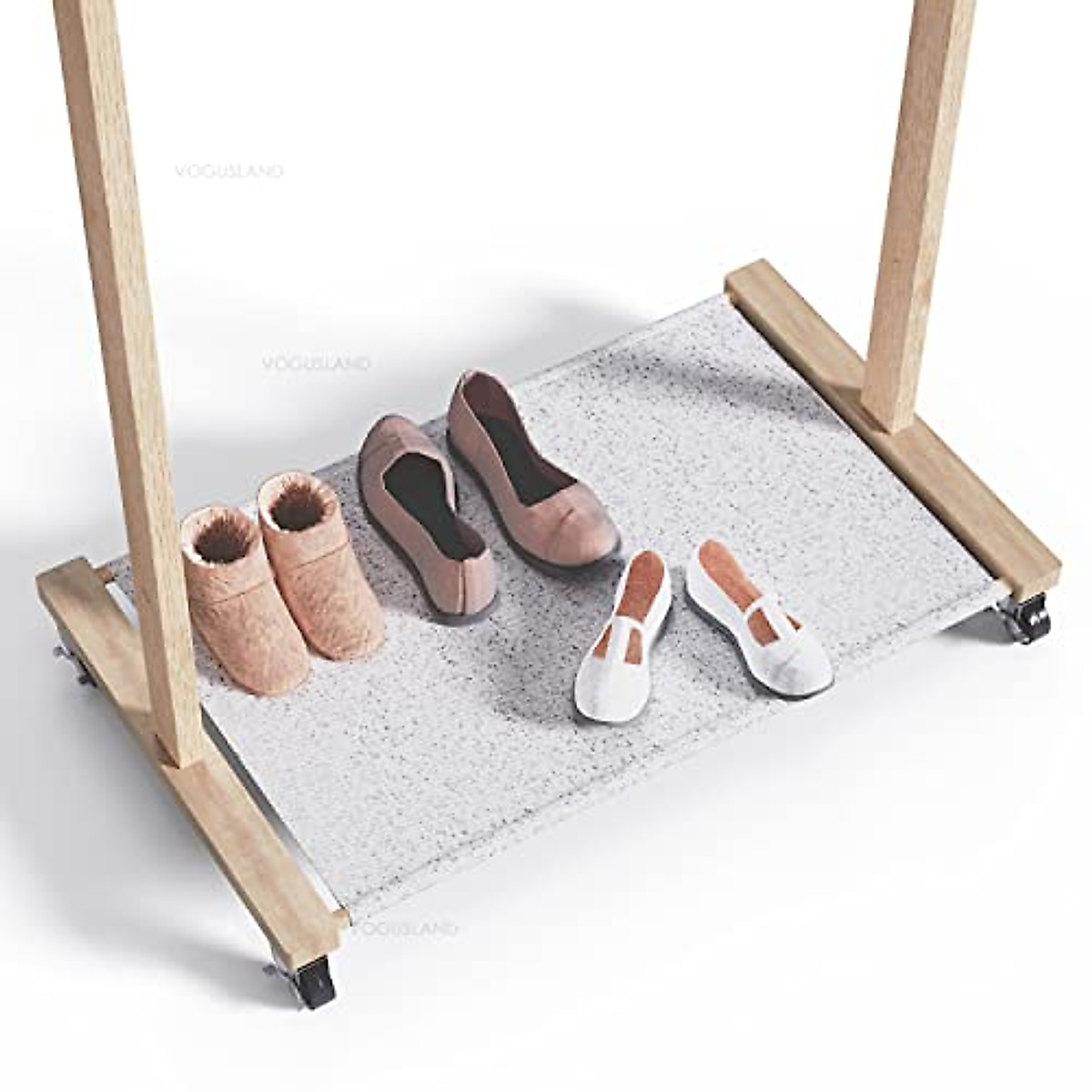 VOGUSLAND Dress Up Rack with Storage Shelf, Kids Clothing Rack with Caster Wheels, Child Garment Rack for Small Space