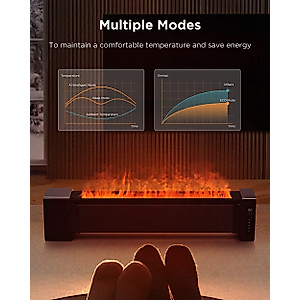 AIRMATE Electric Fireplace Heater 45"& Humidifier 2in1 with Remote, Silent 35dB Linear Fireplace Realistic Flame, Thin Indoor Fireplace Electric for the Living Room, 1200w LED Touch Control, 24H Timer