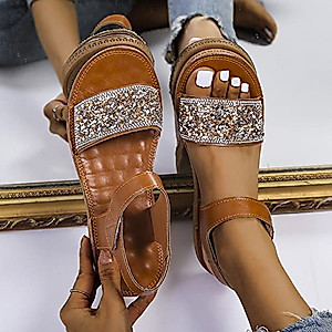 sckarle Women's Wedge Sandals Cross Lace Strap Espadrille Slides Open Toe Casual Beach Platform Slip On Sandals