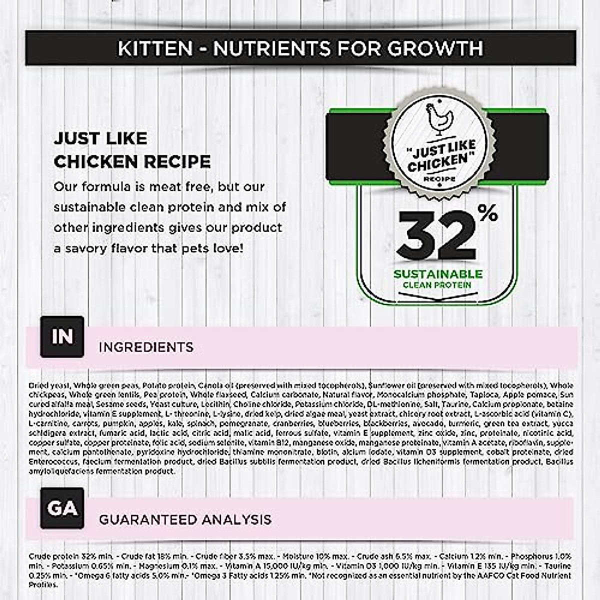 Nature's HUG Nutrients for Growth Kitten Dry Cat Food for Sensitive Stomachs, 4 lbs., Grain Free and Non-GMO, Hypoallergenic, Sustainable Clean Protein with Probiotics, Ages 2-12 Months