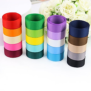 1 Inches Grosgrain Ribbons Fabric Ribbons, 20 Colors*2 Yards Each Total 40 Yards, Boutique Ribbons for Gifts Wrapping, DIY Bow Hair Accessories