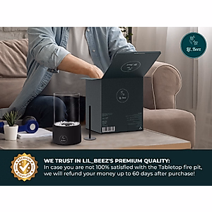 LIL_BEEZ Tabletop Fire Pit - Stainless Steel Portable Fire Pit - Crack-Resistant Small Indoor Table Firepit - Mini Fireplace with Borosilicate Glass