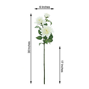 Efavormart Pack of 2-31" Ivory Dahlia Flower Stem, Silk Flower Spray for DIY, Weddings, Bridal Bouquets, Parties, Anniversary, Home, Centerpieces, Garden, Flowers Décor