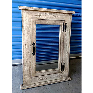 Mission Recessed Medicine Cabinet/White Washed/Solid Wood & Handmade